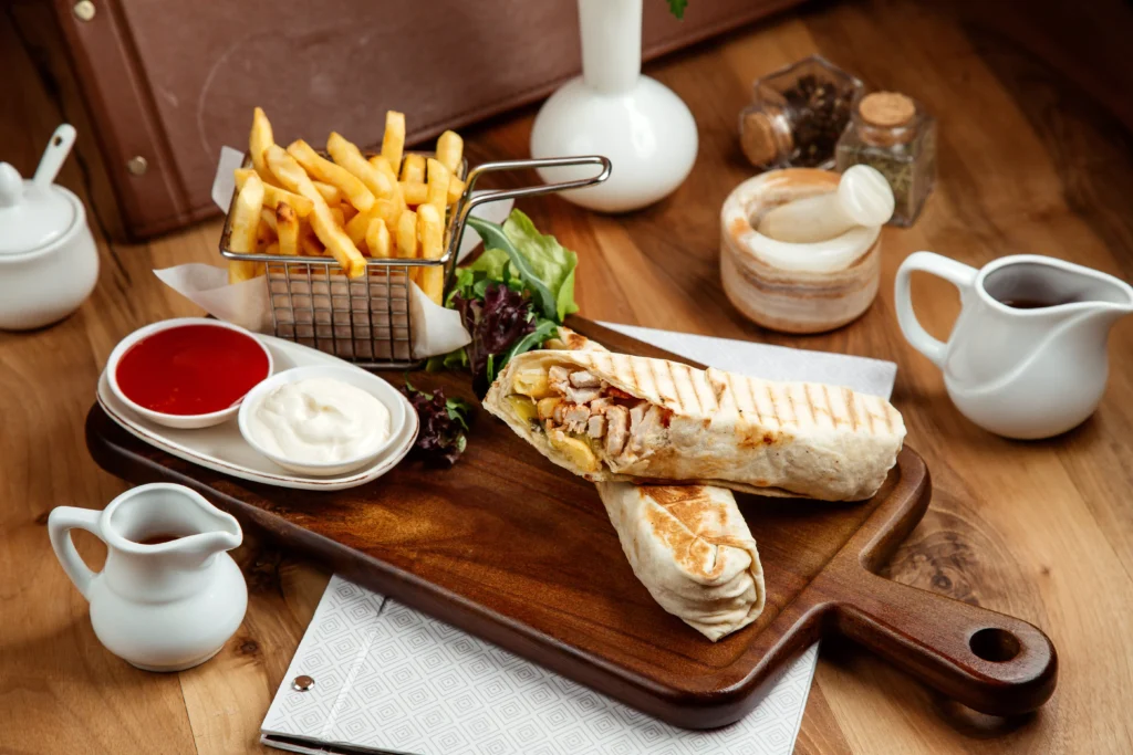 Chicken and Donner Wrap and Chips - Top Taste Pizza